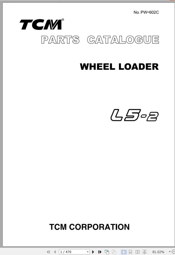 TCM Wheel Loader L5-2 Parts Catalogue PW-602C EN JP
