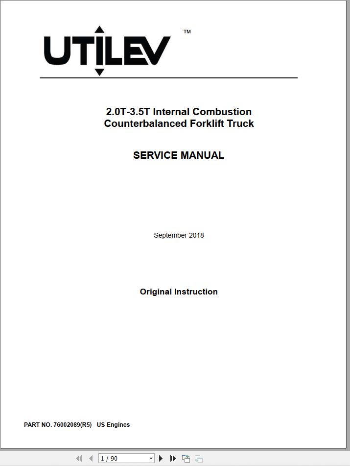 Yale Forklift A279 (UT20-32C) Service Manual