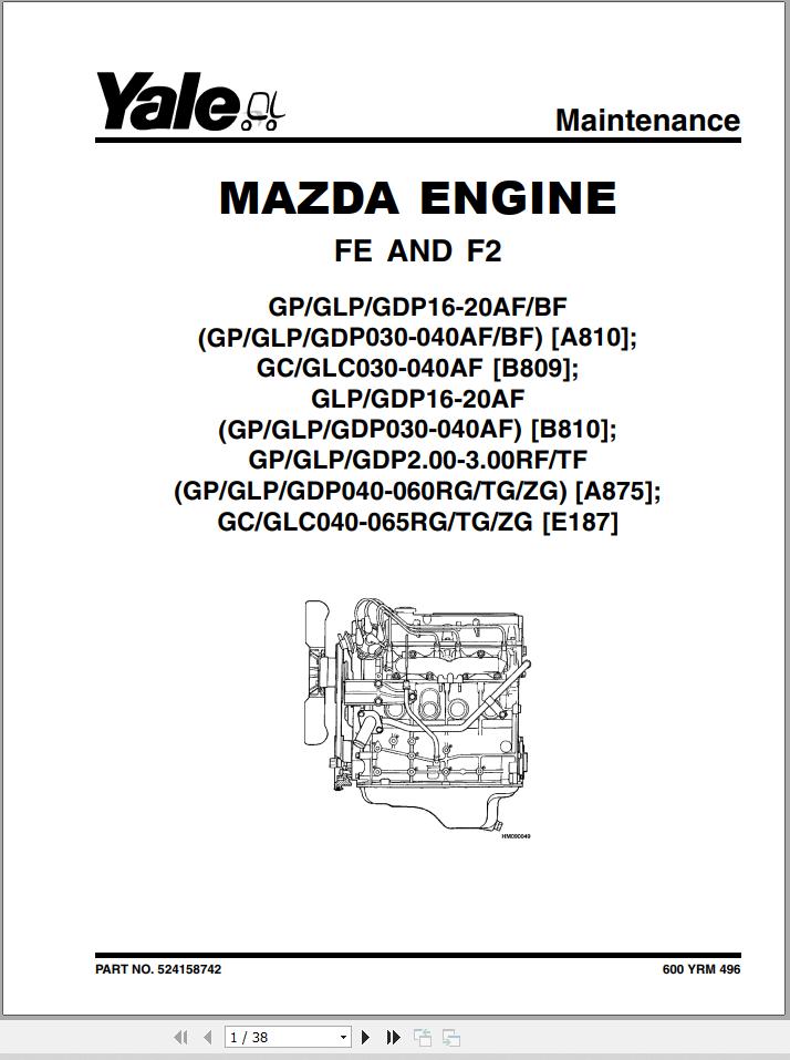 Yale Forklift A875 (GDP040-050RG) Service Manual 02.2023