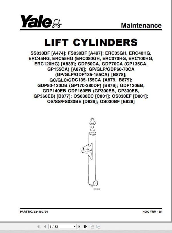 Yale Forklift A879 (GC_GDCGLC135-155CA) Service Manual