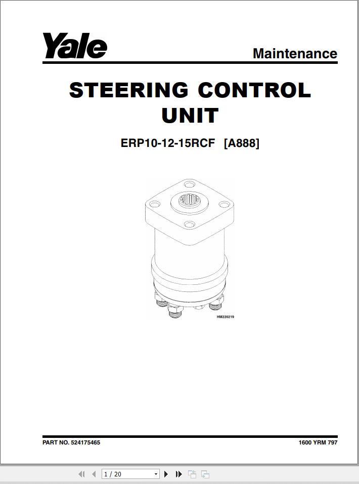 Yale Forklift A888 (ERP10-15RCF) Service Manual