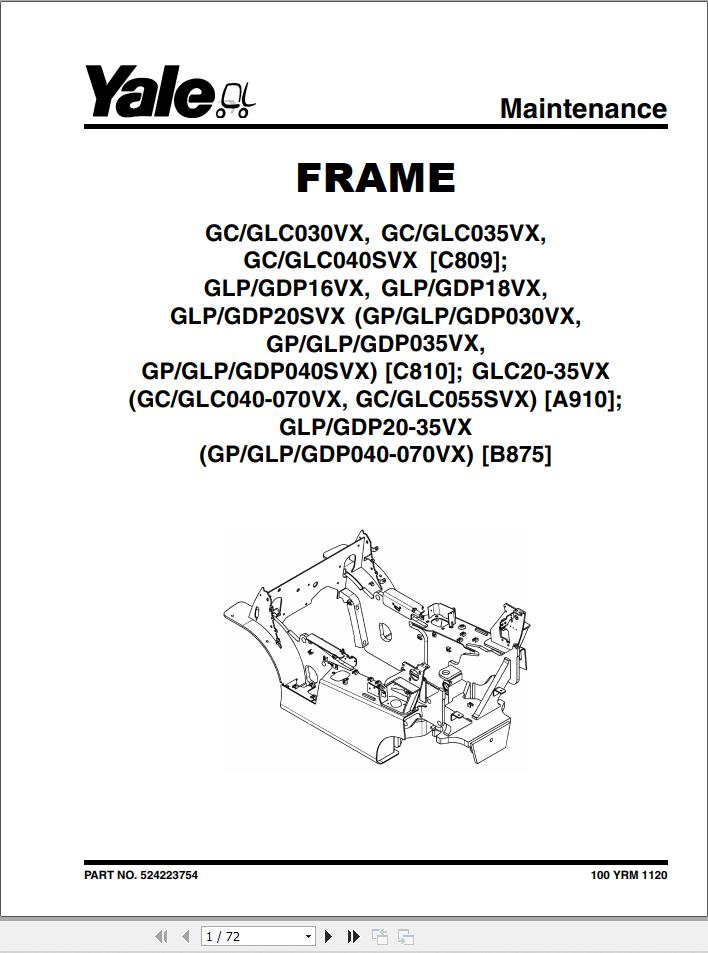 Yale Forklift A910 (GC_GLC040-GLC070VX) Service Manual