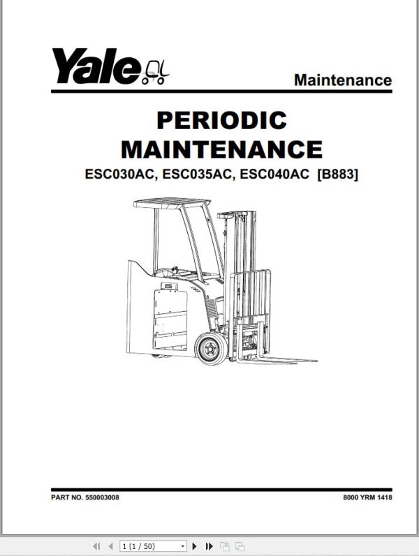 Yale Forklift B883 (ESC030-40AC) Service Manual