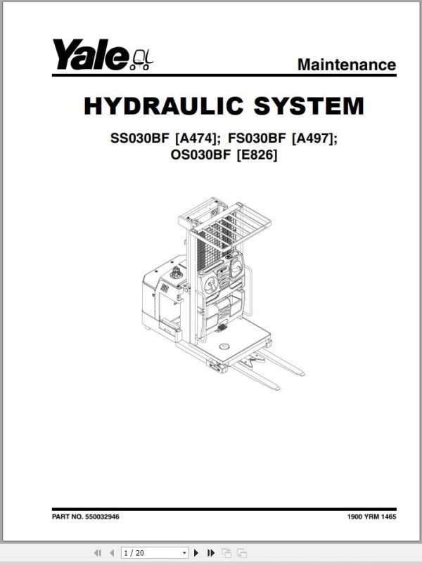 Yale Forklift D801 (OS030EF) Service Manual