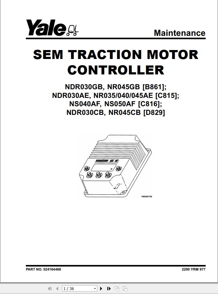 Yale Forklift D829 (NDR030CB, NR045CB) Service Manual