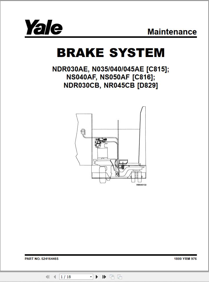 Yale Forklift D829 (NDR030CB, NR045CB) Service Manual