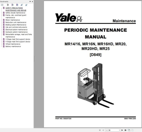 Yale Forklift D849 Periodic Maintenance Manual