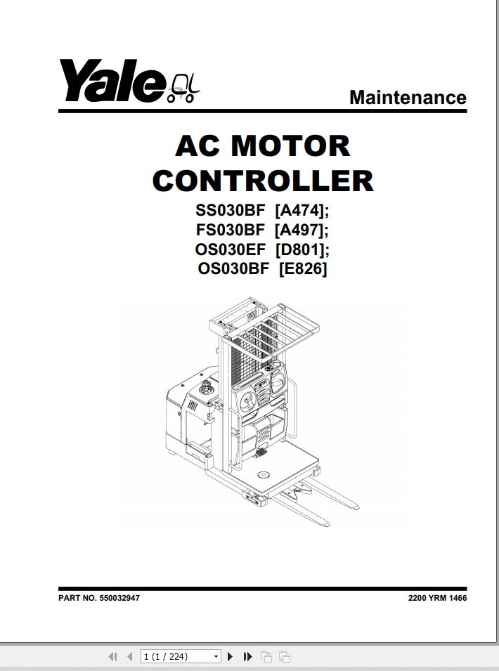 Yale Forklift E826 (OS030BF) Service Manual