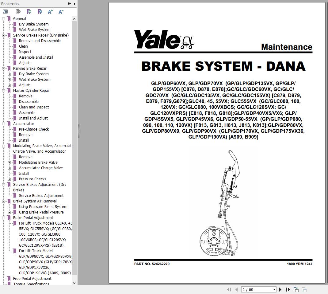 Yale Forklift F818 (GLC40-55VX, GLC55SVX) Service Manual