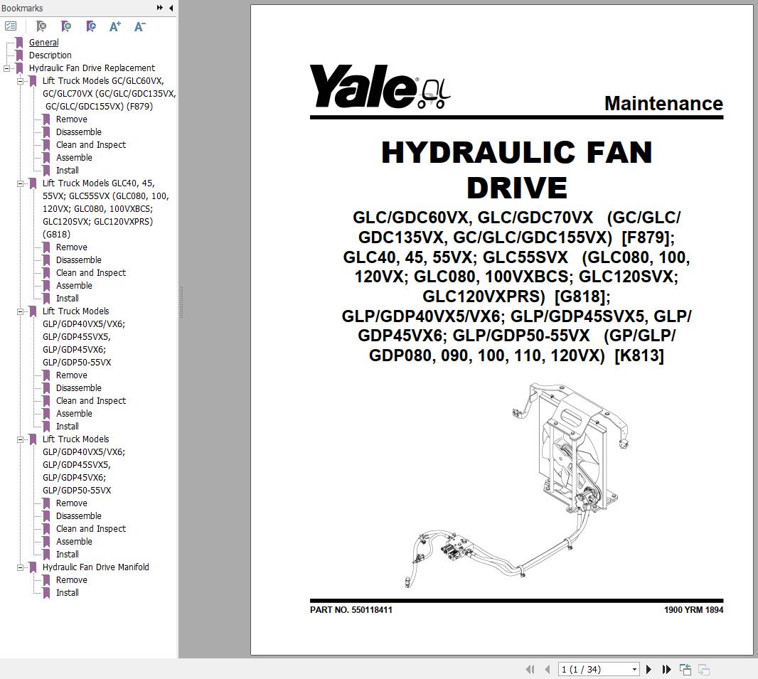 Yale Forklift G818 (GLC40VX, GLC45VX, GLC55VX, GLC55SVX) Service Manual