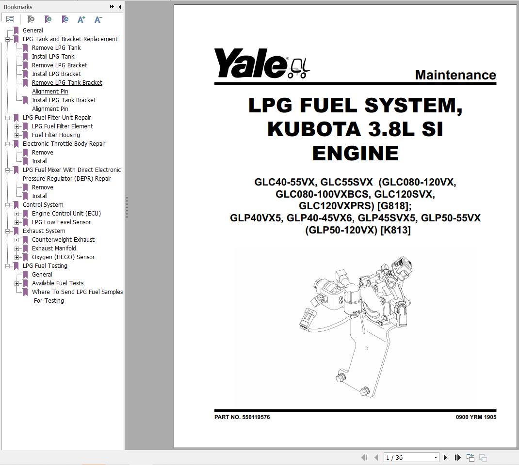 Yale Forklift G818 (GLC40VX, GLC45VX, GLC55VX, GLC55SVX) Service Manual