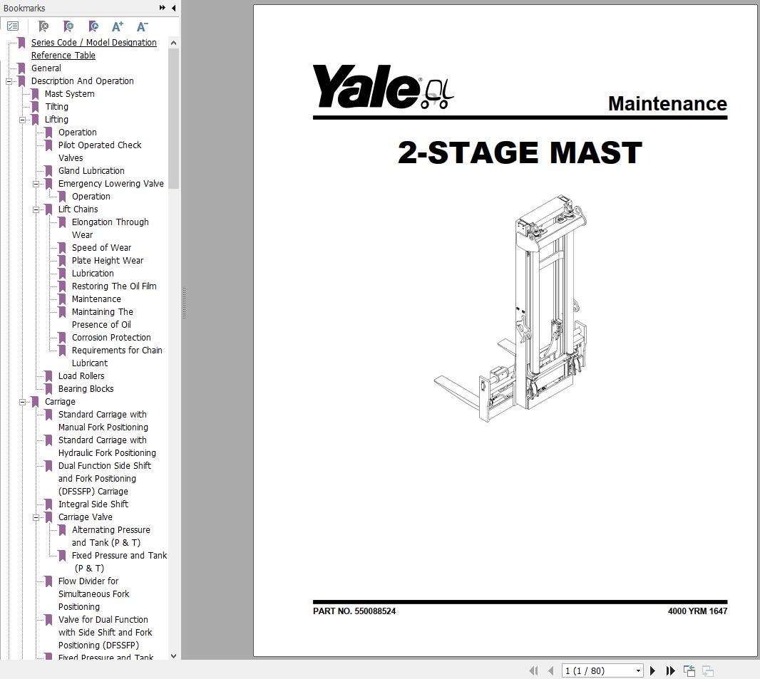 Yale Forklift G877 (GDP300EC, GDP330DC, GDP360EC) Service Manual 02.2023