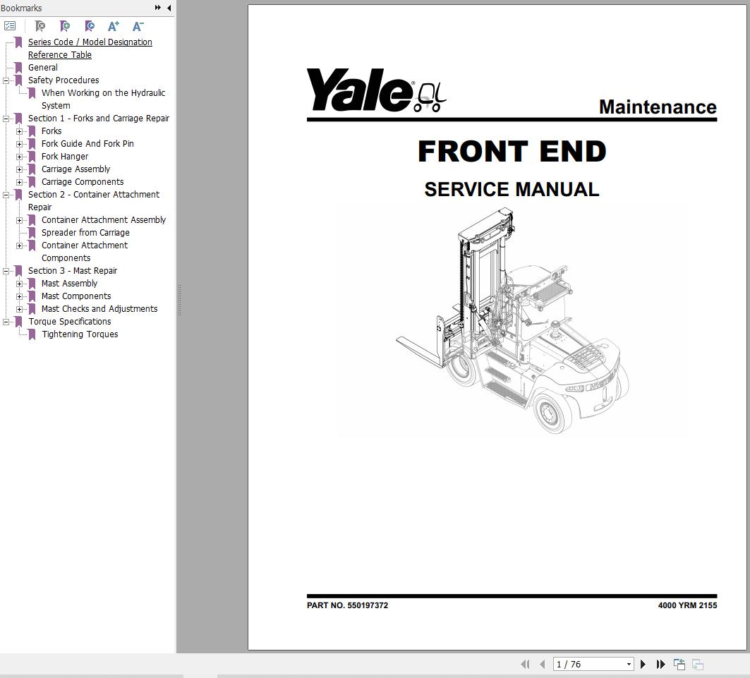 Yale Forklift H877 (GDP300EC, GDP330EC, GDP360EC) Service Manual 05.2023