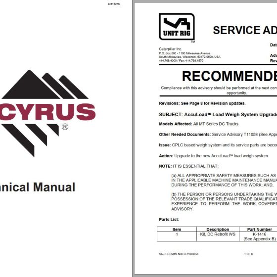 Caterpillar Accuload Load Weigh System MT Series Tier 1 AC Electrical ...