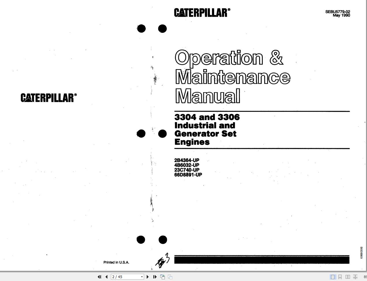 Caterpillar Engine 3304 3306 Operation And Maintenance Manual BI008869