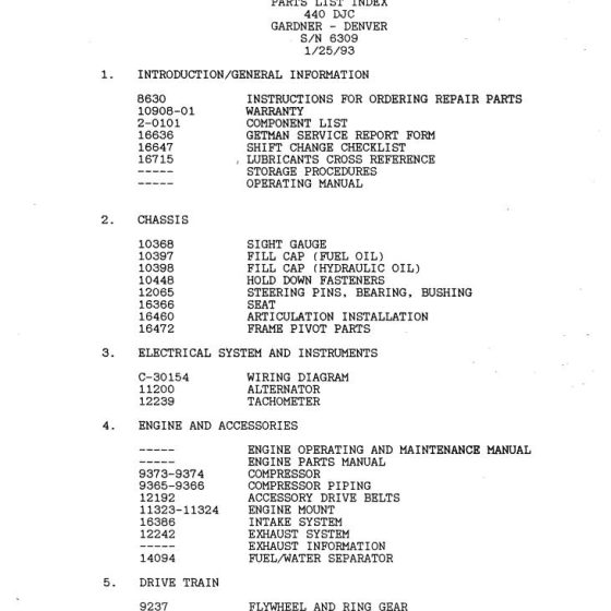 Caterpillar Jumbo Drill 640DJC Parts List
