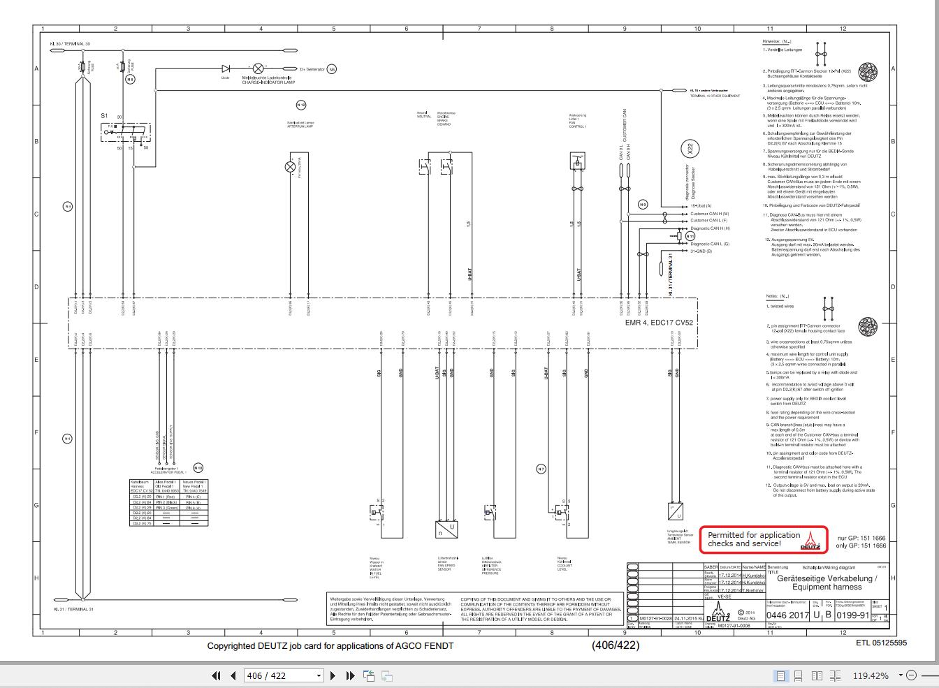 Deutz Engine TCD 4.1 L4 Tier 4F Workshop Manual & Electrical Diagram