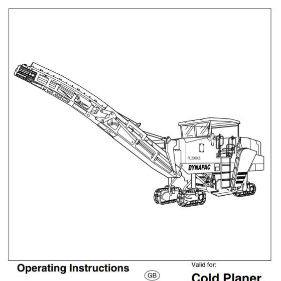 Dynapac Cold Planer PL2000S PL2100S Operating Instruction