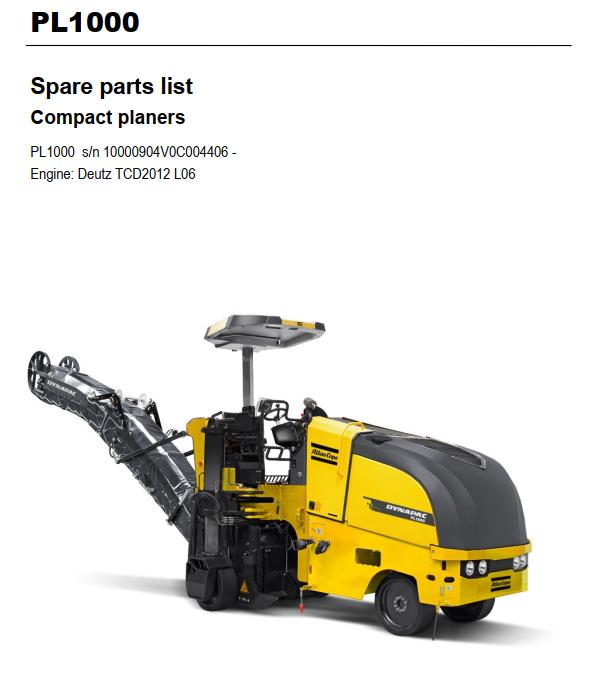 Dynapac Compact Planer PL1000 Parts Operation Maintenance Manual