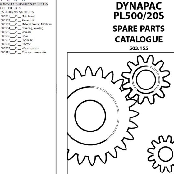 Dynapac Compact Planer PL500 PL16S Spare Parts Catalogue