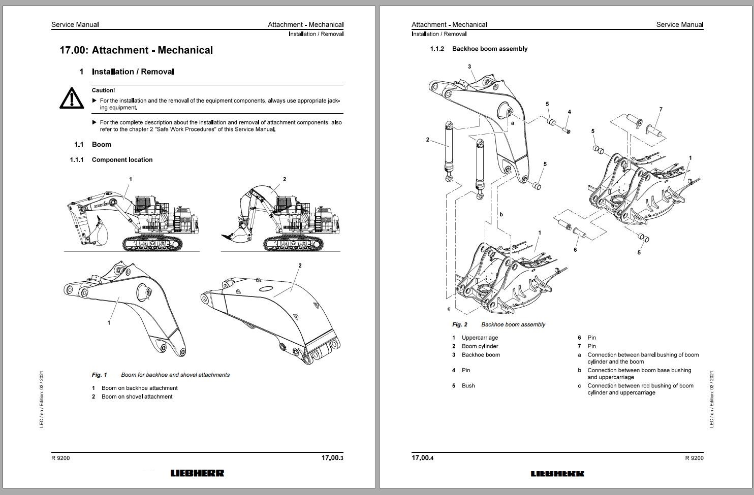 Liebherr Hydraulic Excavator R9200 Service Manual 40001 12.2021