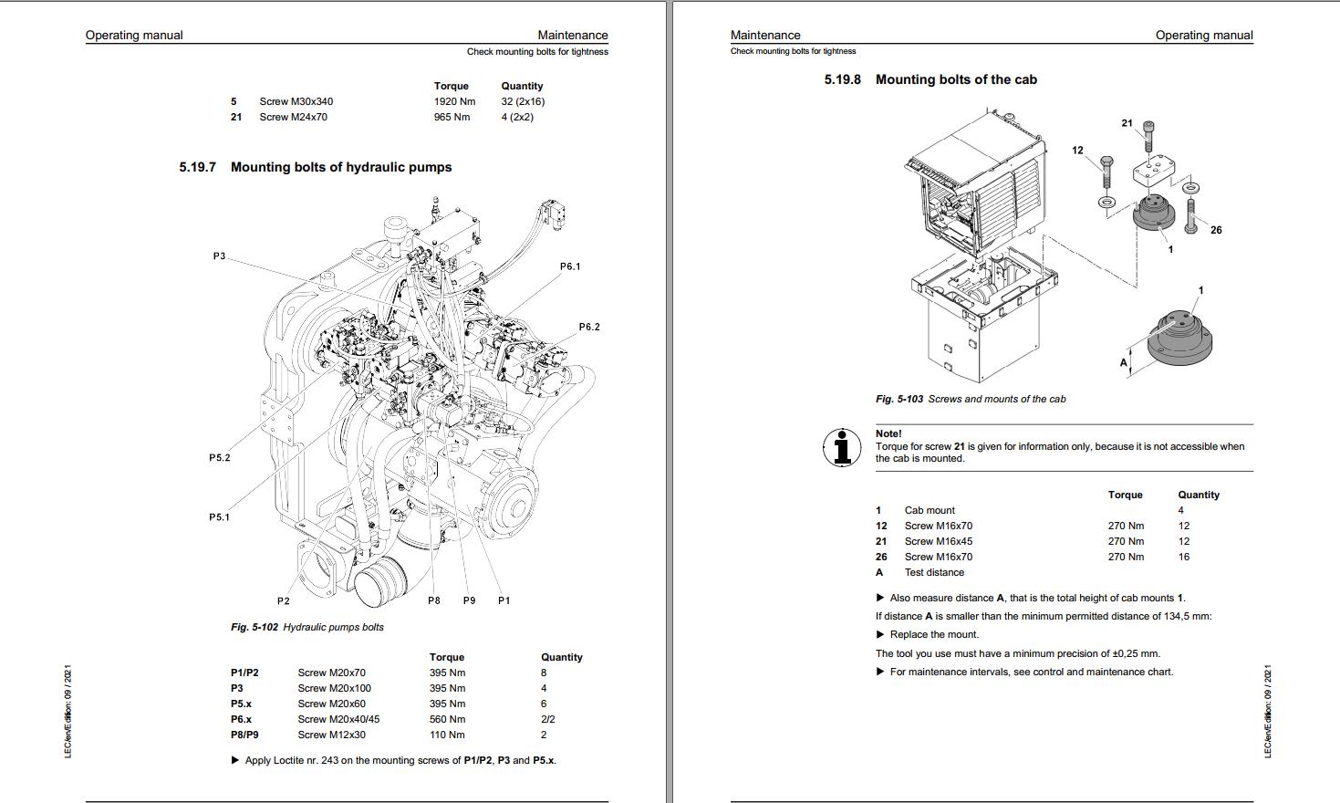 Liebherr Mining Crawler Excavators R9250 Operating Manual 2021
