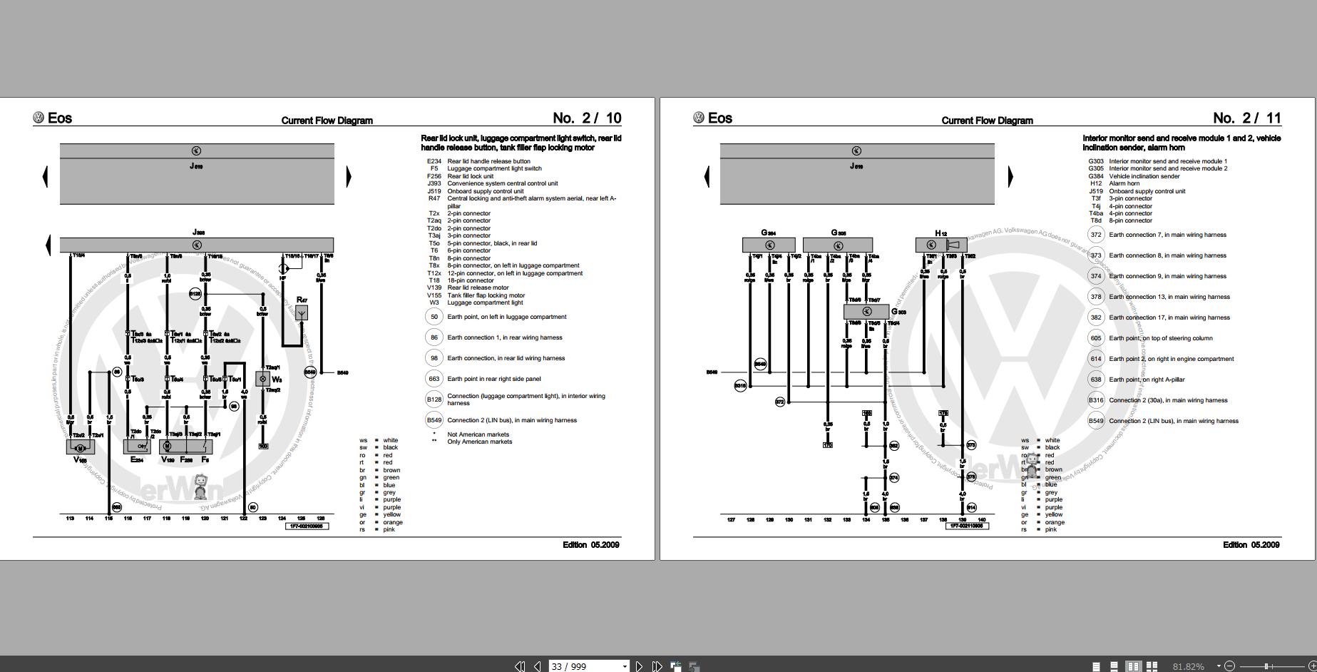 Volkswagen EOS 2006 Wiring Diagrams Repair and Maintenance Manuals