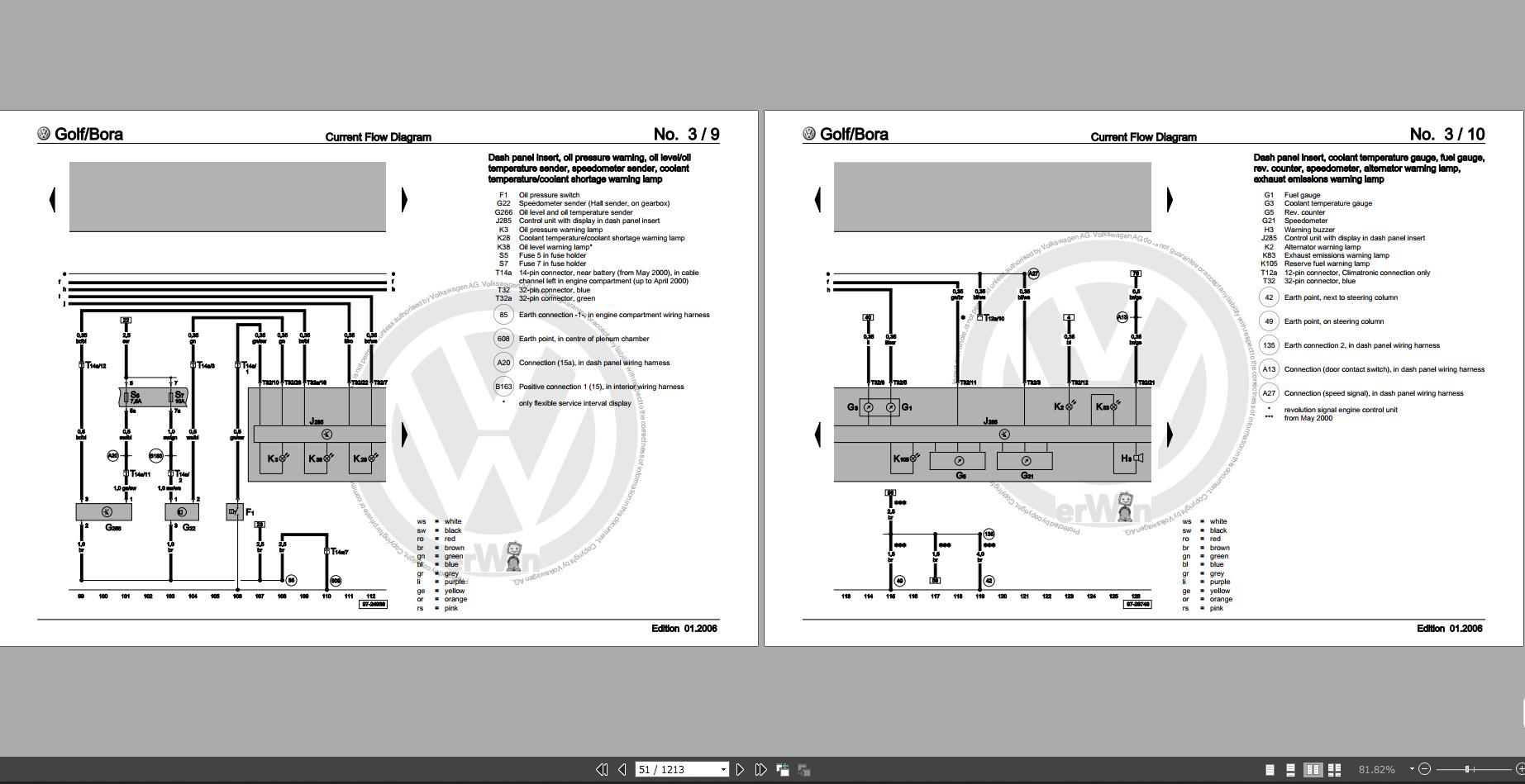 Volkswagen Golf IV Bora Wiring Diagrams, Maintenance and Repair Manuals