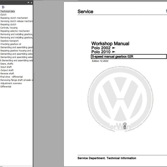Volkswagen Polo 2010 - 2015 Wiring Diagrams Repair and Maintenance Manuals