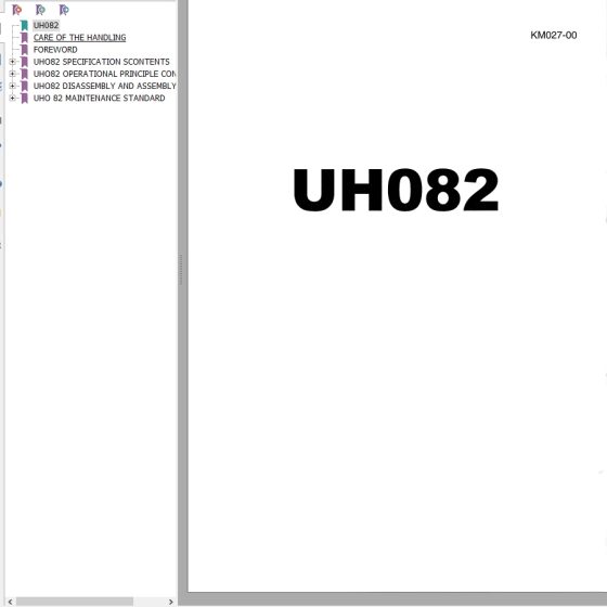 Hitachi Hydraulic Excavator UH083 Operation Manual & Parts Catalog EN JP