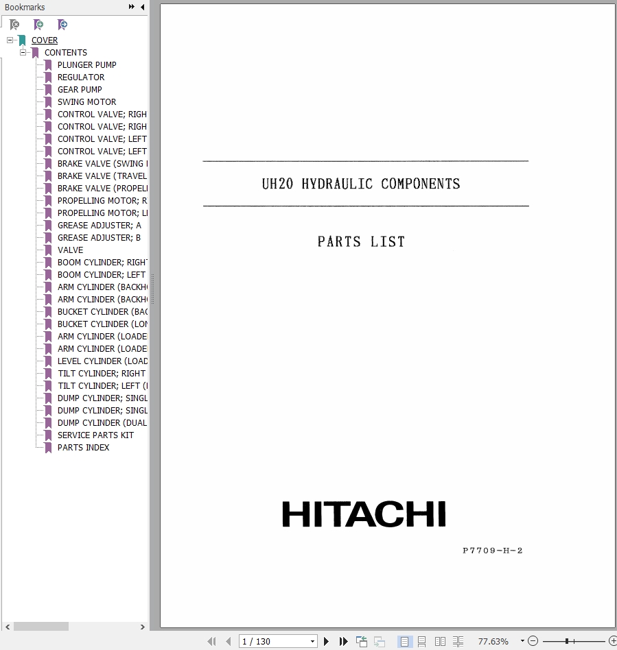 Hitachi Hydraulic Excavator UH20 Parts Catalog EN JP