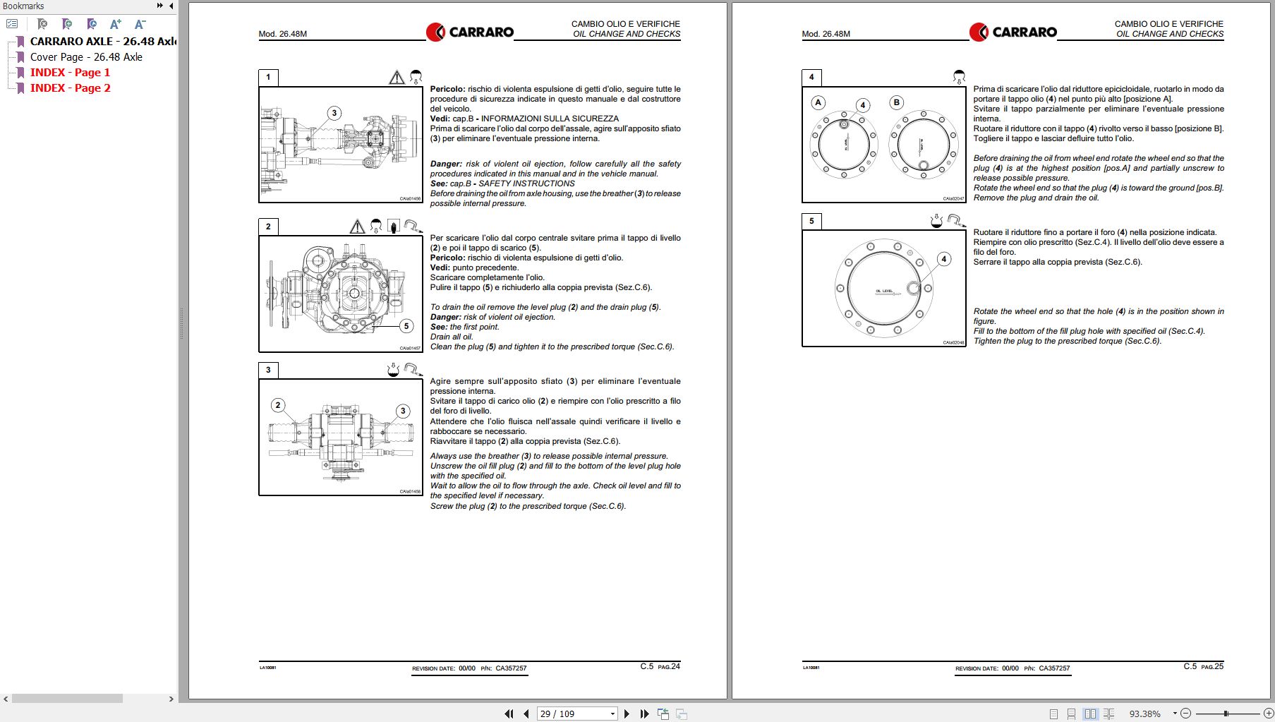 Carraro Telehandler 26.48 Axle Maintenance Repair Manual 908496