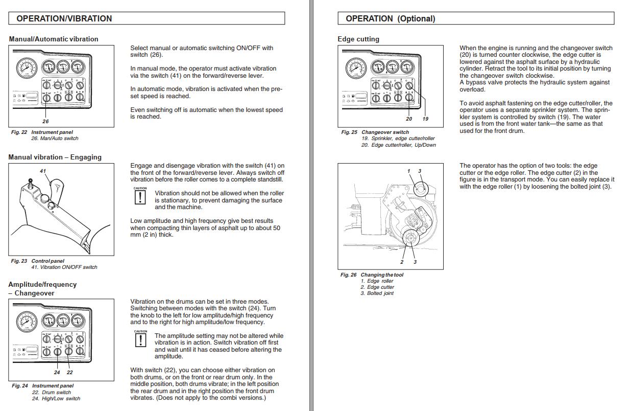 Dynapac Vibratory Roller CC422 to CC522CHF Operation Manual