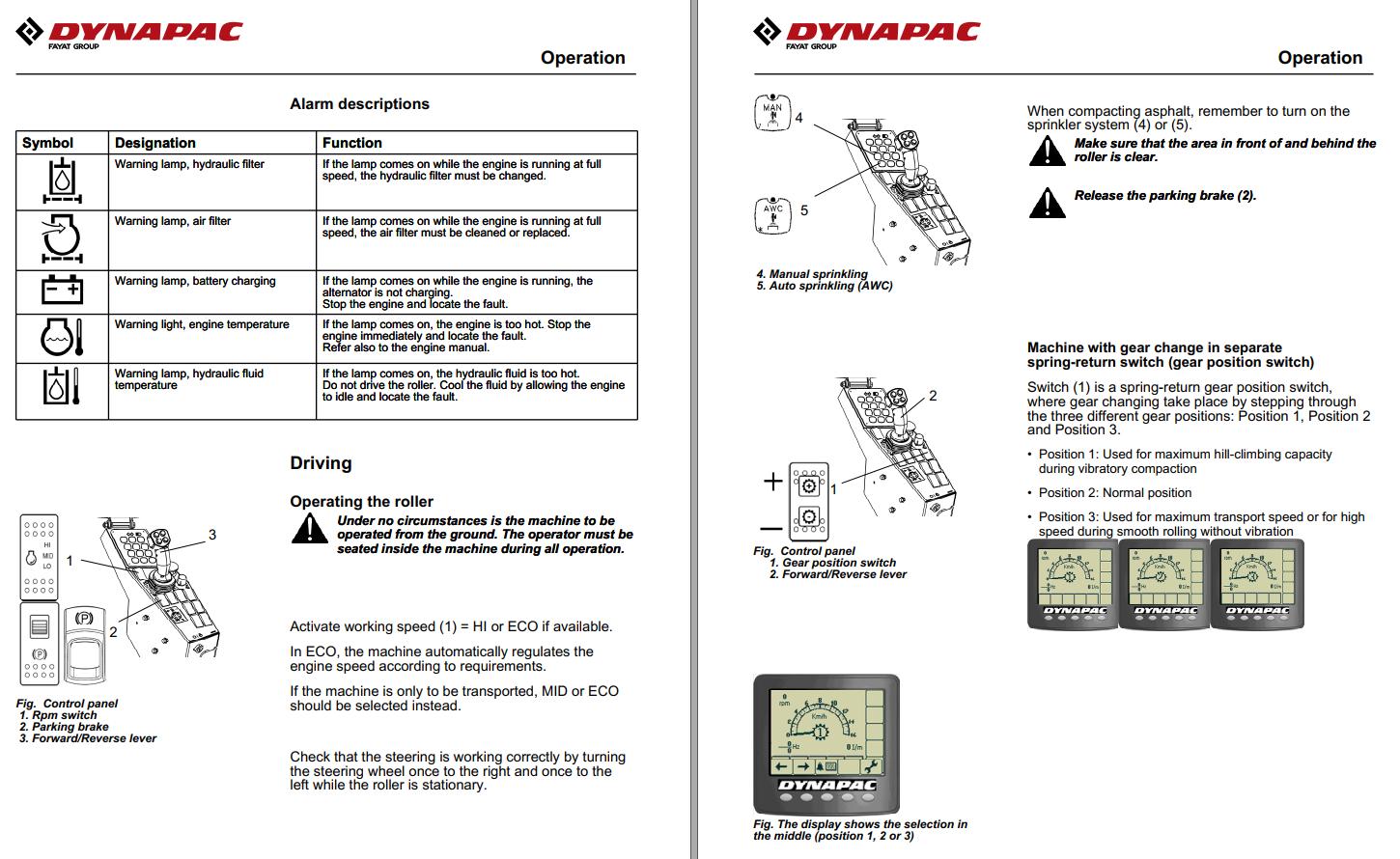 Dynapac Vibratory Roller CC424HF to CC6200 Operation Maintenance Manual