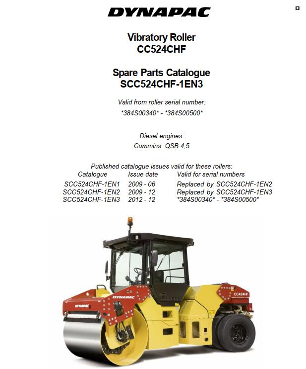 Dynapac Vibratory Roller CC524CHF Operation Maintenance Parts Manual