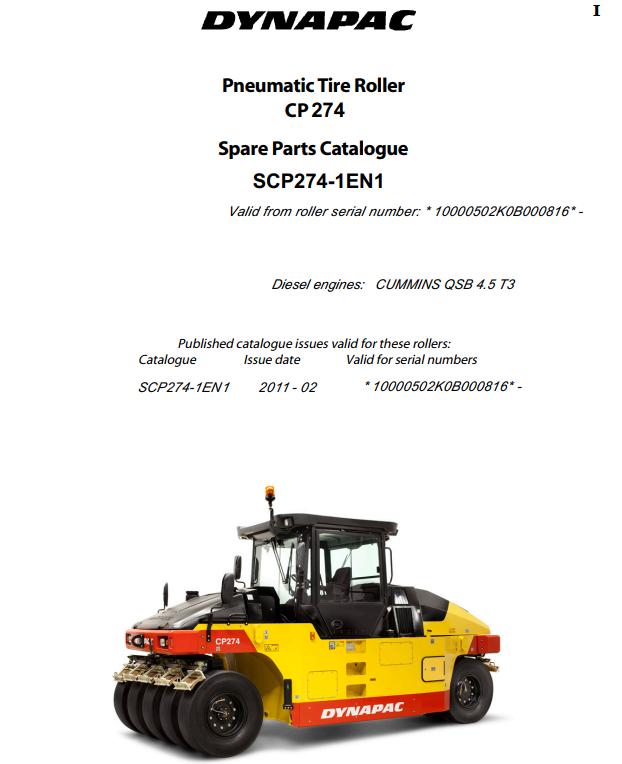 Dynapac Roller CP274 Parts Operation Maintenance Manual