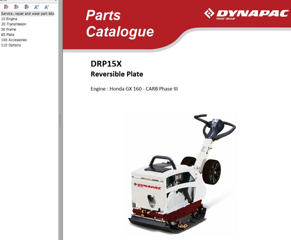 Dynapac Reversible Plate DRP15X Parts Operating Maintenance Instruction