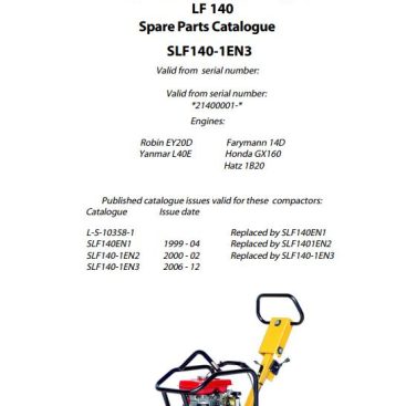 Dynapac Vibratory Plate LF100 Parts Operation Maintenance Manual