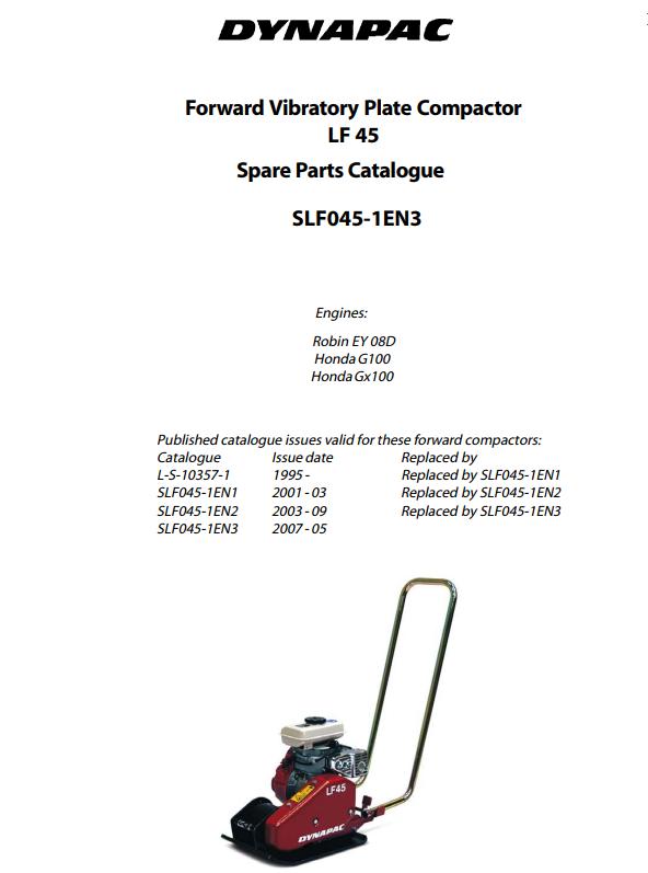 Dynapac Vibratory Plate LF45 Parts Operation Maintenance Manual