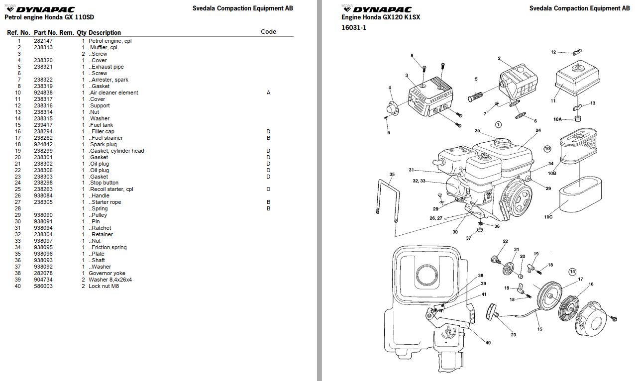 Dynapac Vibratory Plate LF70 LF70A Spare Parts Catalogue
