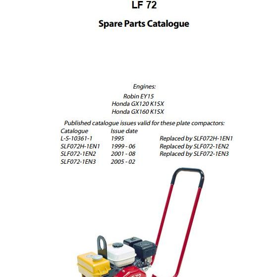 Dynapac Vibratory Plate LF70 Parts Operation Maintenance Manual