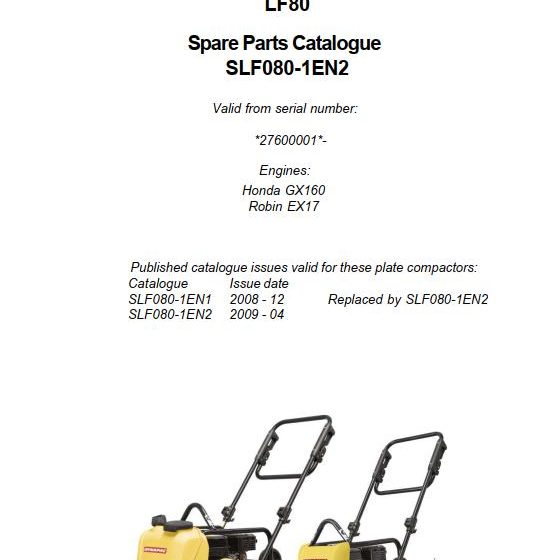 Dynapac Vibratory Plate LF75 Parts Operation Maintenance Manual