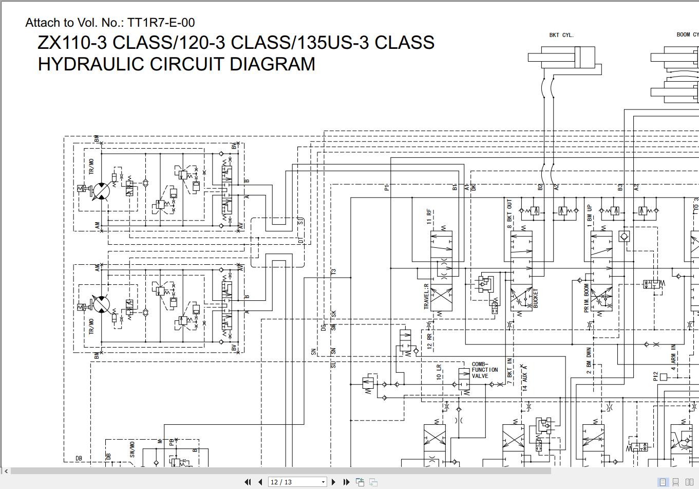 Hitachi Excavator ZX110-3 ZX120-3 ZX135US-3 Technical Manual