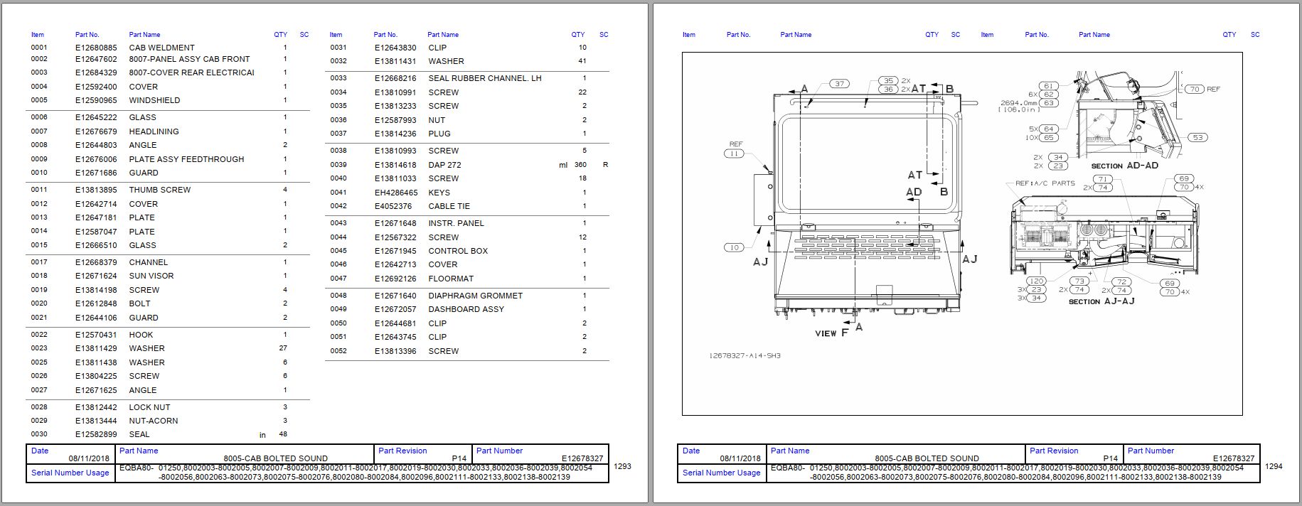Hitachi Rigid Dump Truck EH1100-5 Cummins EQBA80 Parts Catalog
