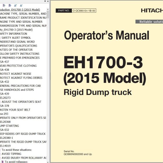 Hitachi Rigid Dump Truck EH1100-5 Operator Manual