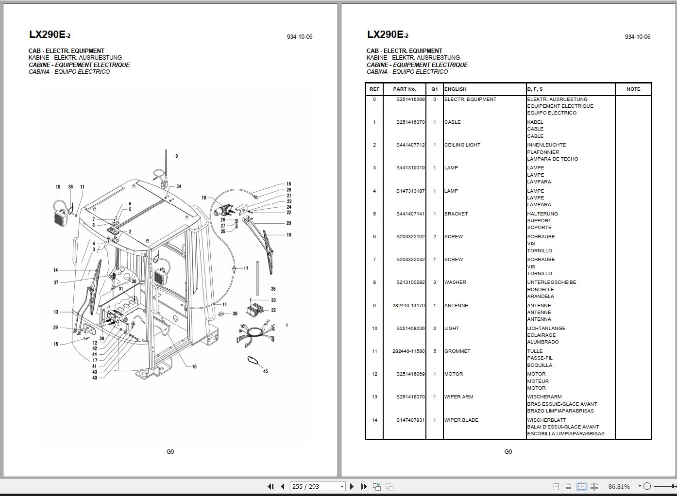 Hitachi Wheel Loader LX290E-2 Parts Catalog