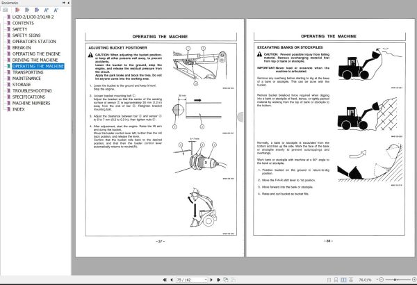 Hitachi Wheel Loader LX30-2 Operator's Manual EM40K-1-1