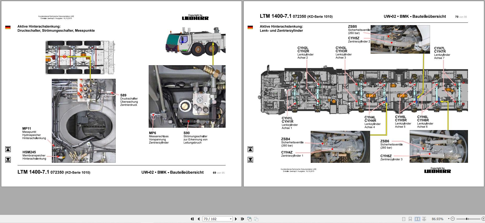 Liebherr Crane LTM 1400-7.1 Outline Of Components BMK Manual