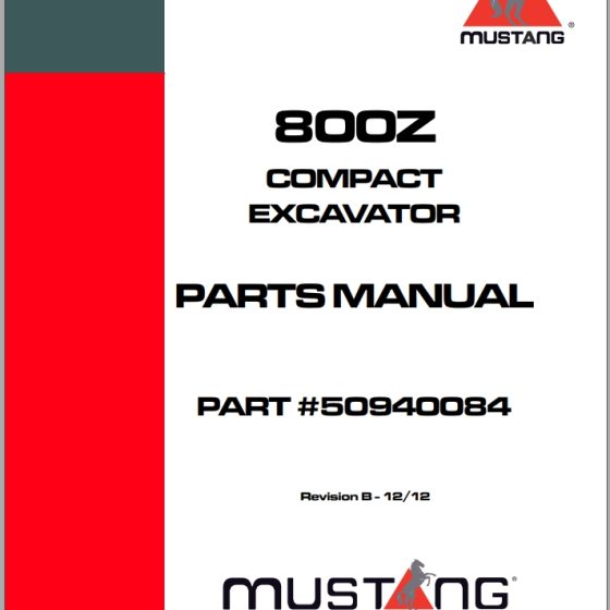 Mustang Compact Excavator ME3003 Parts Manual