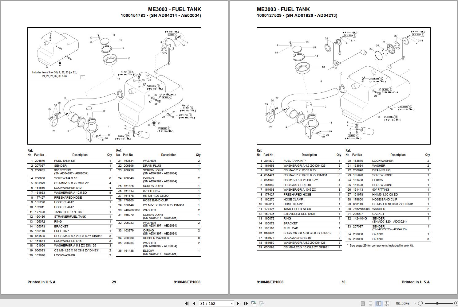 Mustang Compact Excavator ME3003 Parts Manual